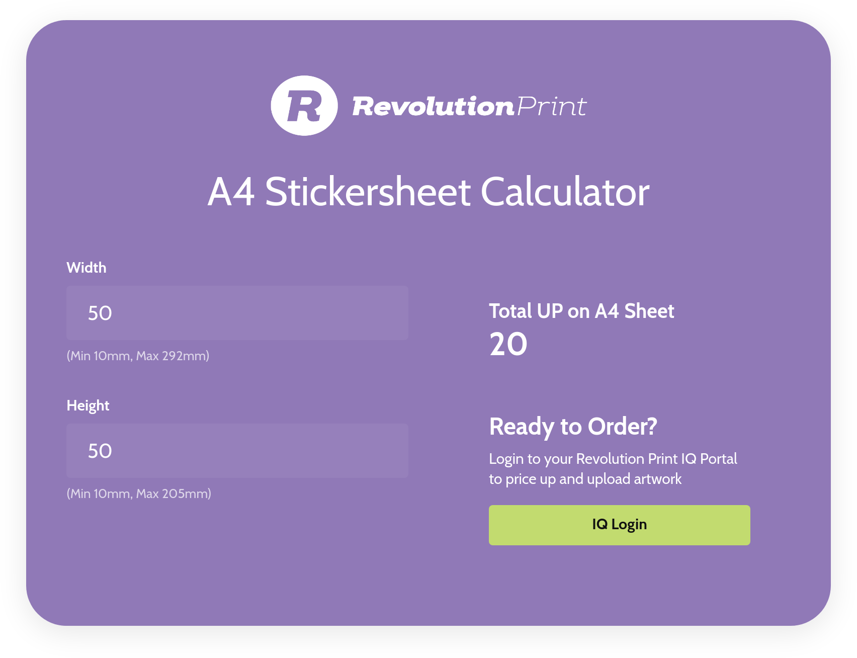 A4 Stickersheet Calculator
