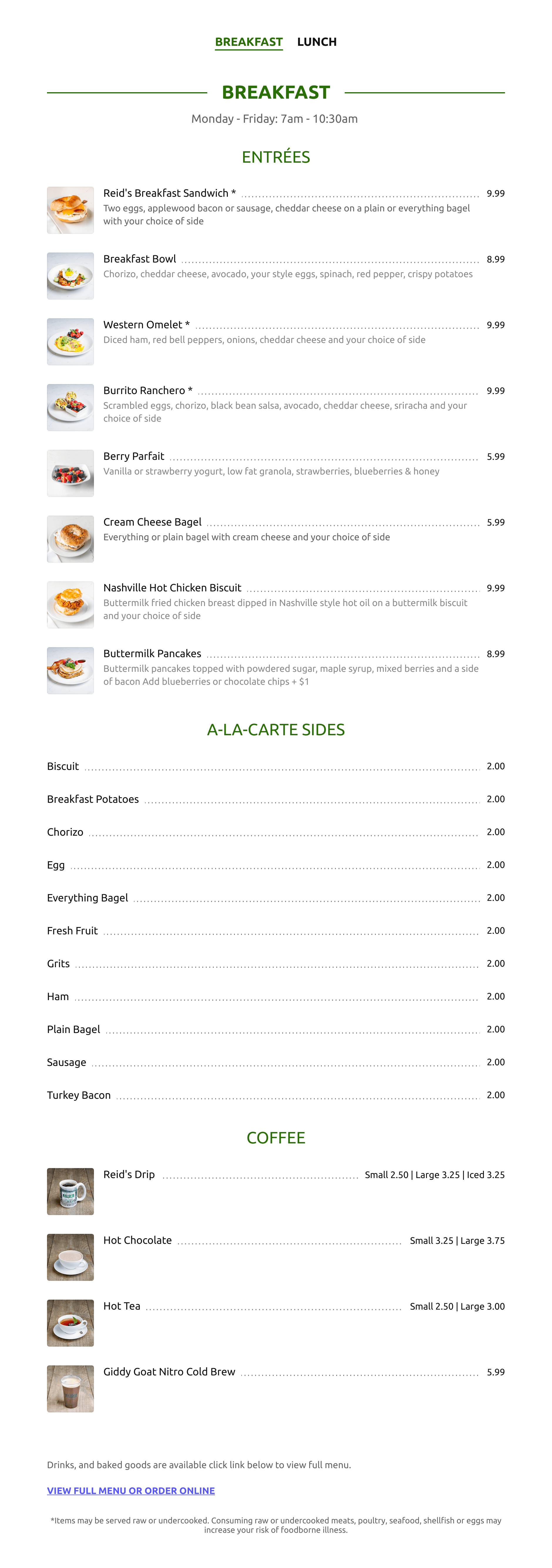 Levine Menu